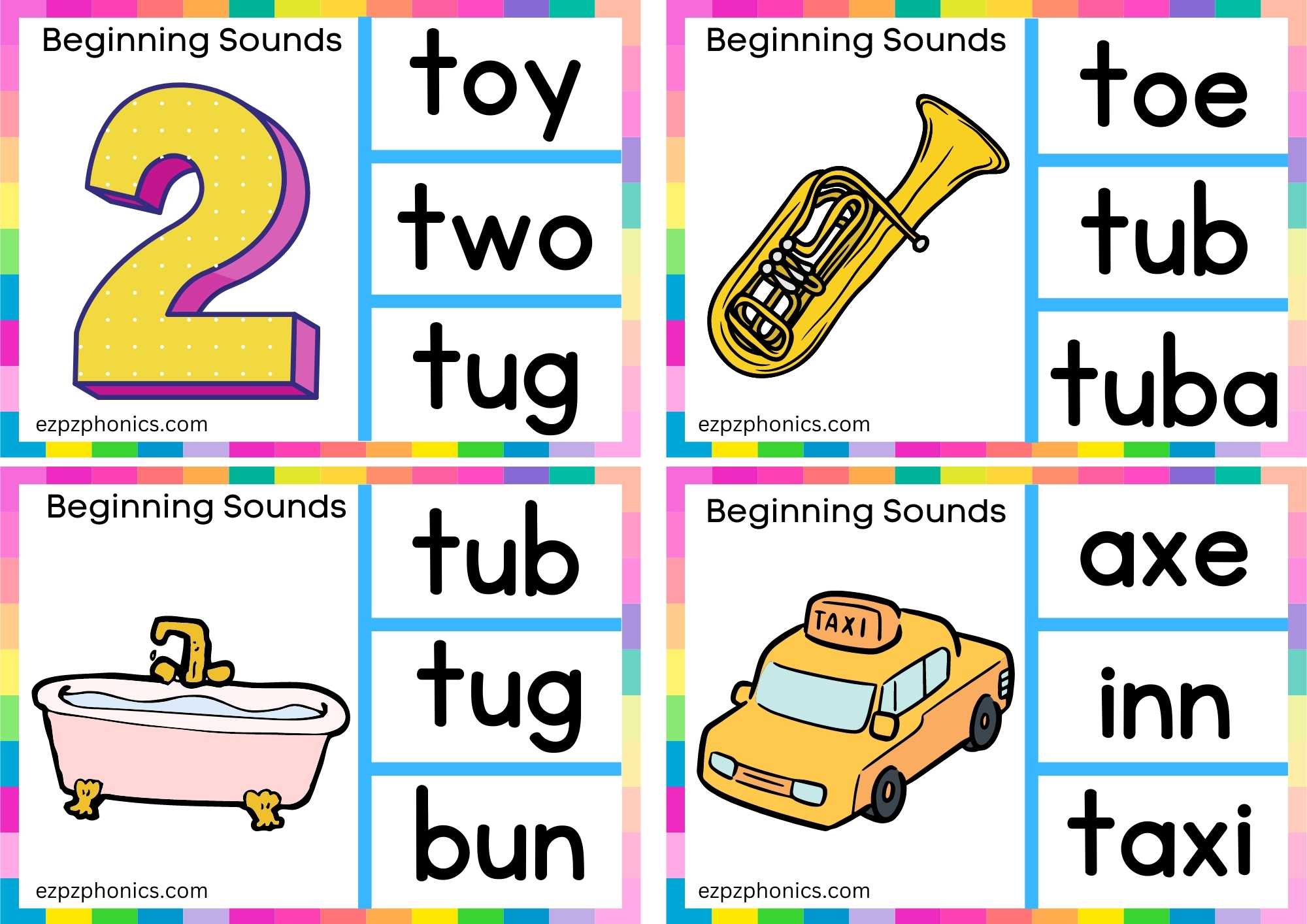 Letter T Look At The Image And Clip The Correct Word Group 2 - ezpzphonics.com